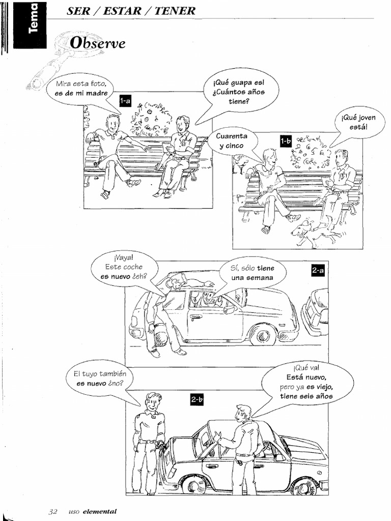 Uso de SER, ESTAR y TENER en español | PDF