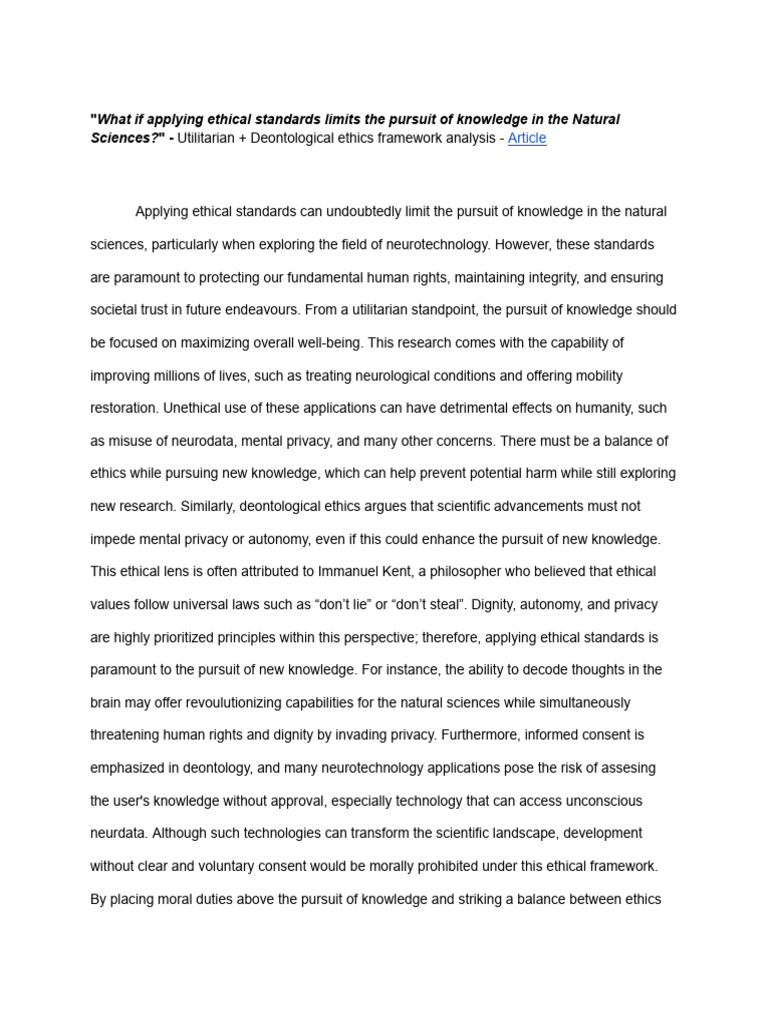 Neuro Rights - Ethics in Natural Sciences | PDF