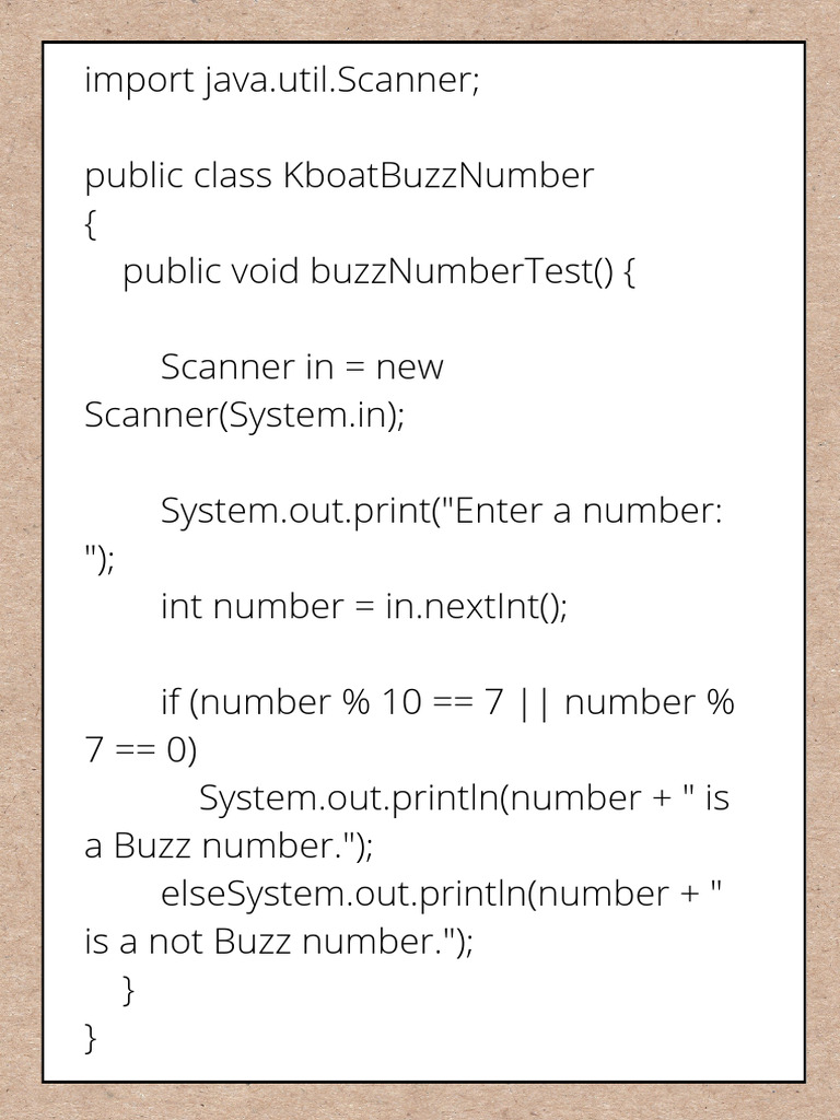Java Buzz Number Checker | PDF