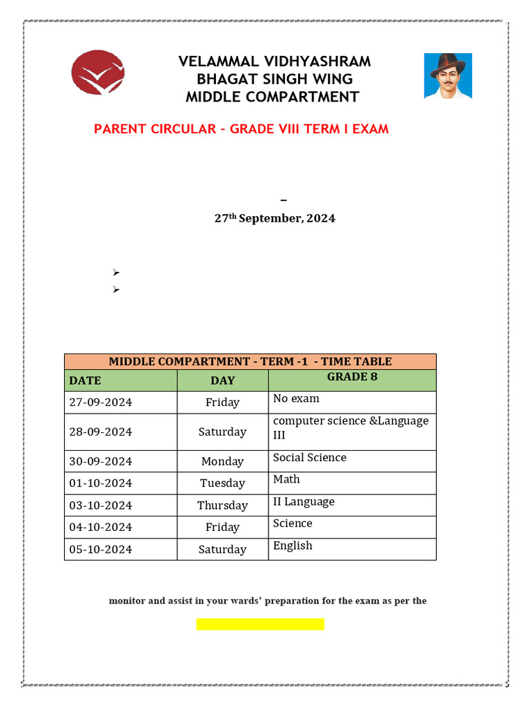 Grade 8 Term 1 Timetable and Blueprint | PDF