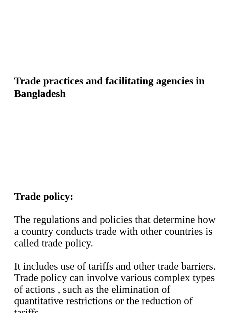 Trade Practices and Policies in Bangladesh | PDF | Business | Economies
