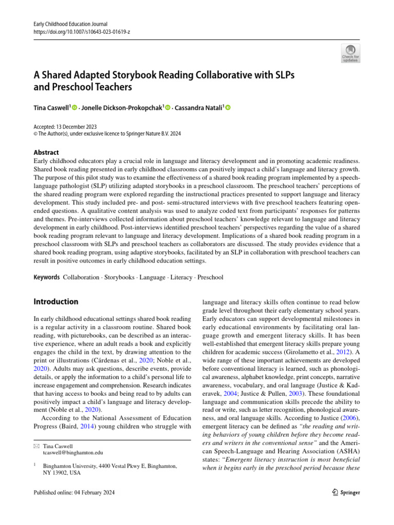 A Shared Adapted Storybook Reading Collaborative with SLPs and ...