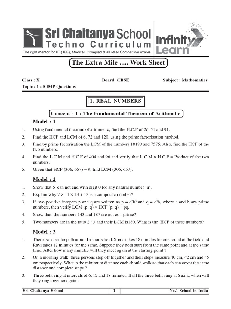 Modelwise IMP Questions (Real Numbers) | PDF | Mathematical Concepts ...