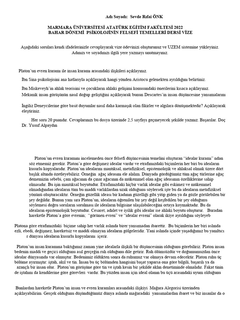 ''2022-2023 - Bahar - Vize' Dosyasını Sizinle Paylaşıyorum' Dosyasını Sizinle Paylaşıyorum | PDF