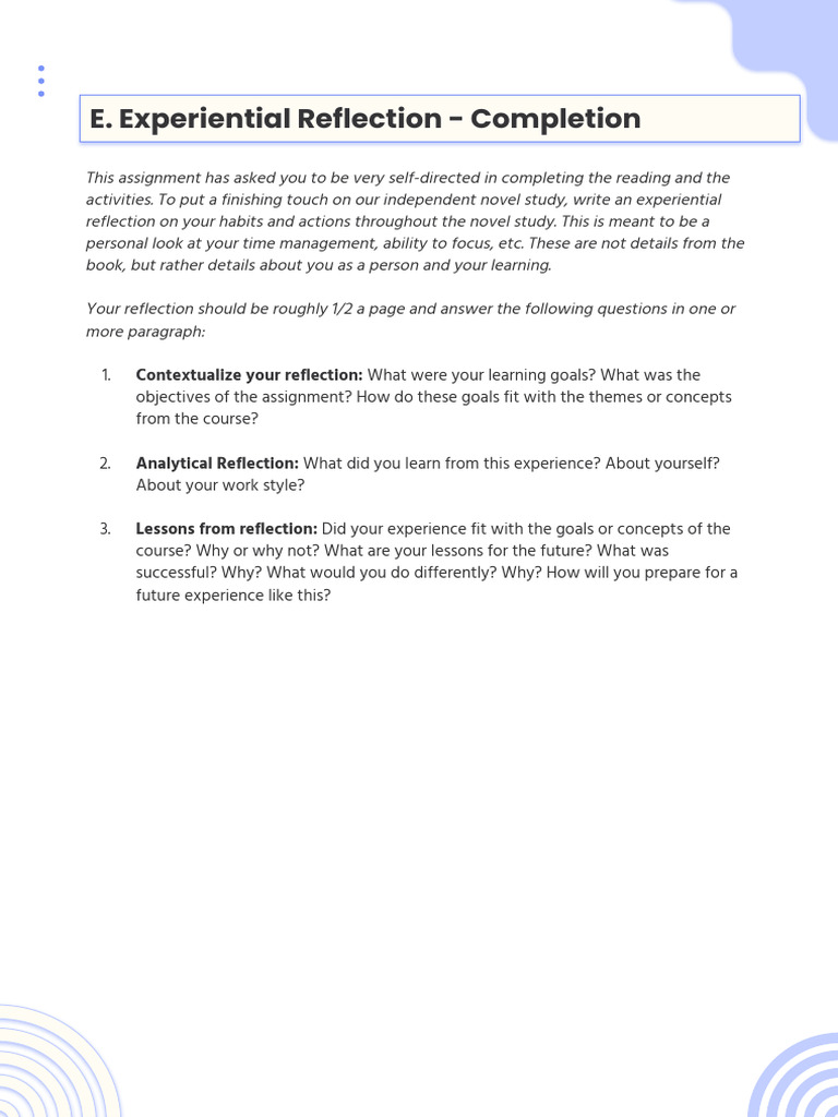 Experiential Reflection | PDF