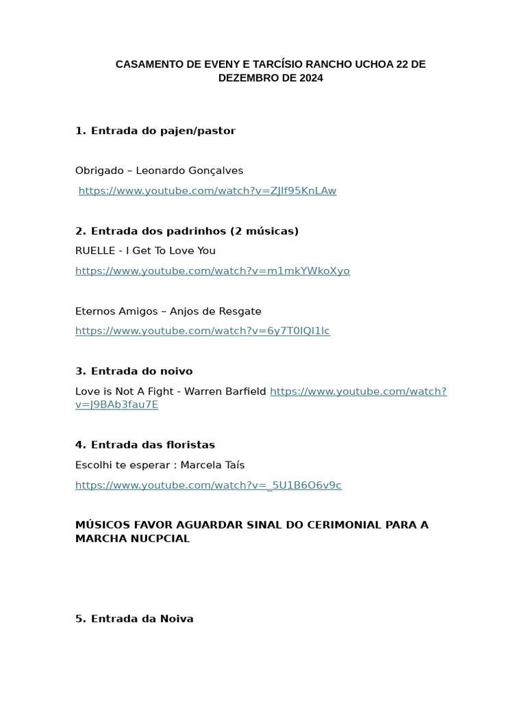 Casamento Eveny e Tarcísio: Cerimônia 2024 | PDF