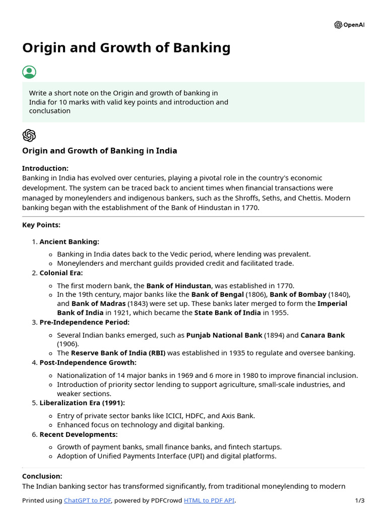 Origin and Growth of Banking | PDF | Banks | Banking