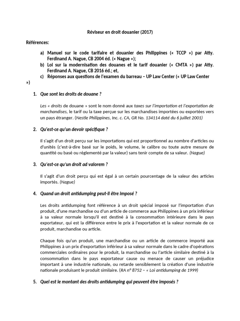 Examinateur des douanes 2017 (Final) | PDF | Confiscation | Tarif
