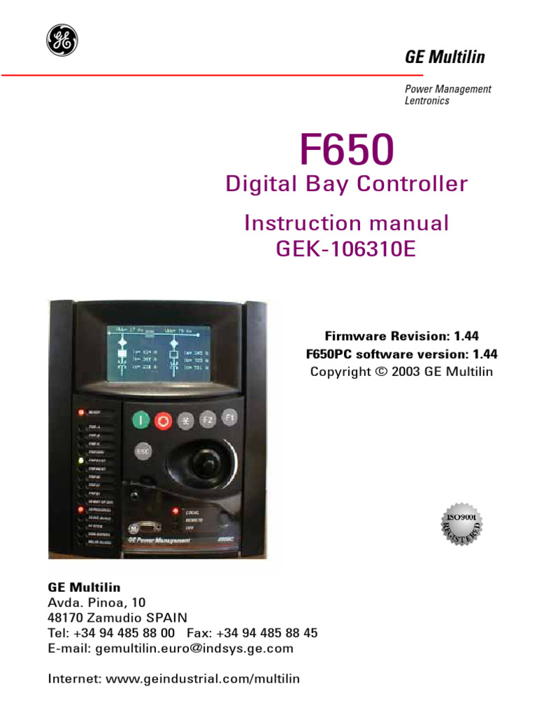 F650 Digital Bay Controller Manual | PDF | Input/Output | Central ...