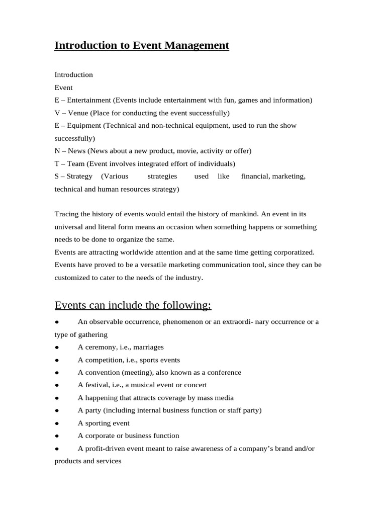 Introduction To Event Management | PDF | Business