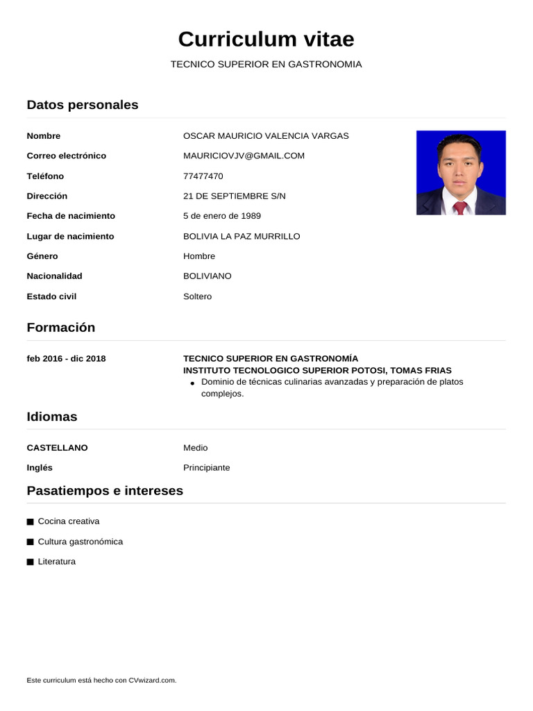 CV Oscar Mauricio Valencia Vargas | PDF