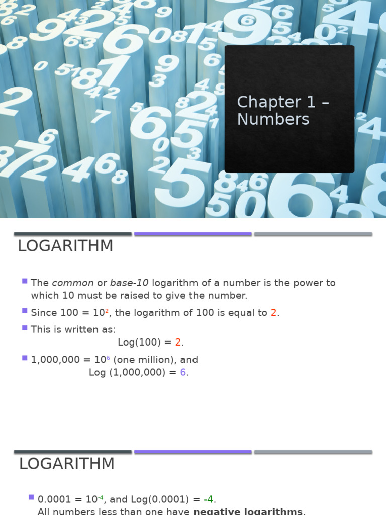 Chapter 1.1 - Numbers | PDF | Logarithm | Complex Number