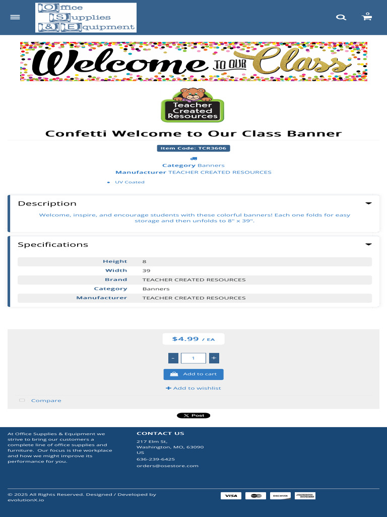 Confetti Welcome Class Banner TCR3606 | PDF