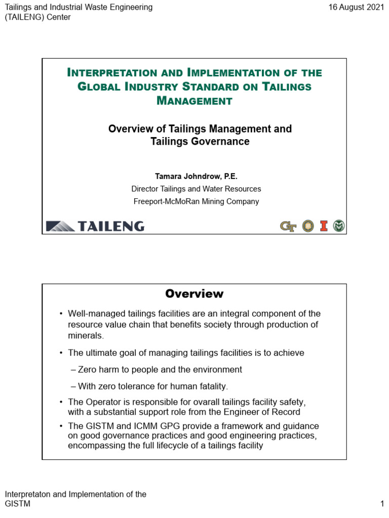 TAILENG - GISTM Short Course - L1 - Johndrow - 16 Aug 2021 | PDF | Risk ...