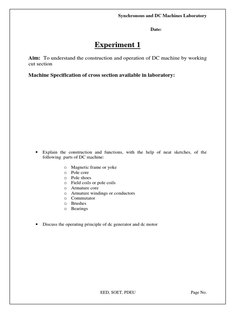Exp1-Construction Working DC Machine | PDF