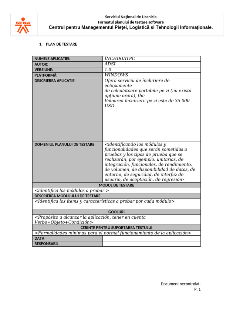 Plan de Teste | PDF