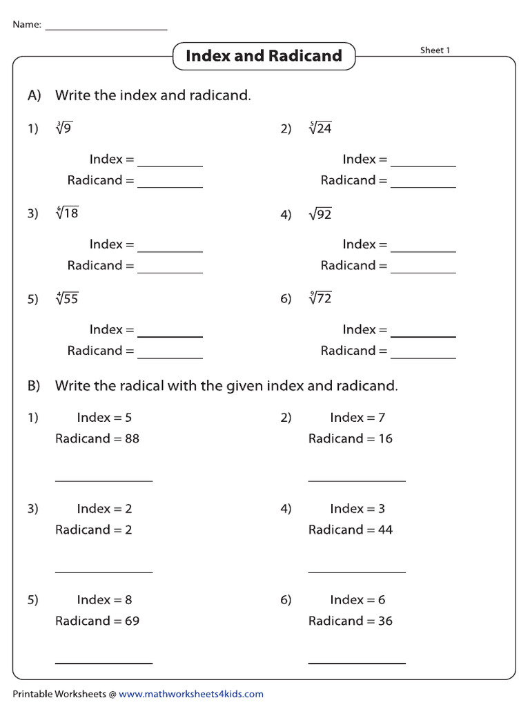 Index-And-Radicand-1 (Soal) | PDF