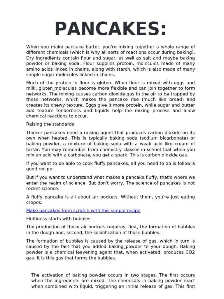 PANCAKES CHEMISTRY | PDF | Sodium Bicarbonate | Pancake