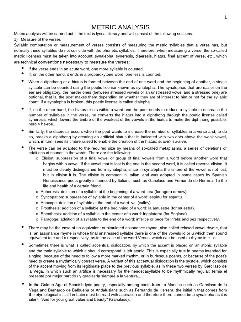METRIC ANALYSIS | PDF | Poetry | Rhyme