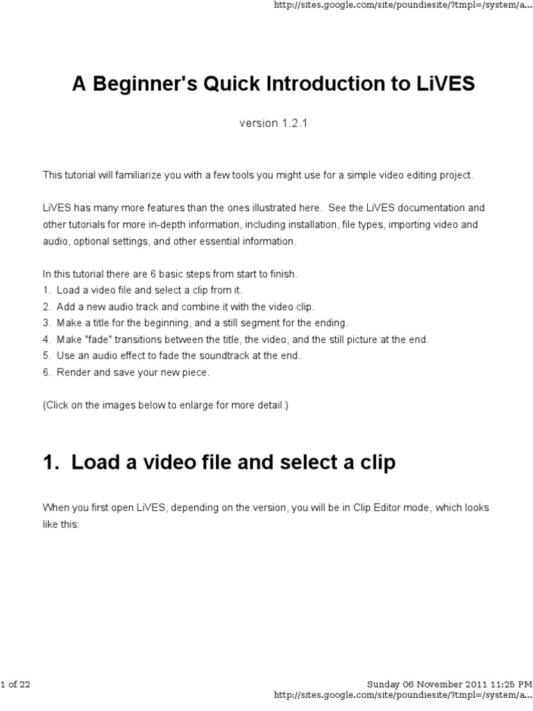 Quick LiVES Video Editing Guide | PDF | Video | Computer File