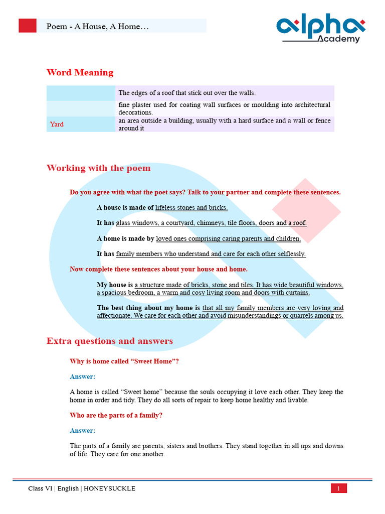 Poem 01 - A House A Home | PDF | Building Engineering | Architectural Elements