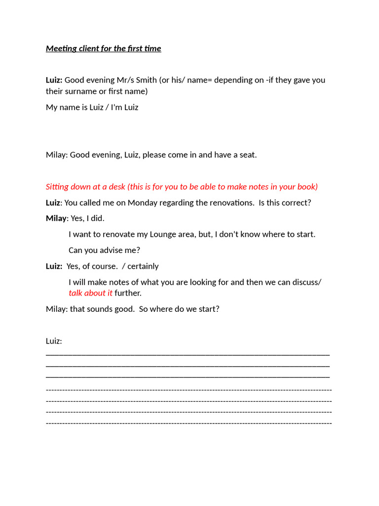 Meeting Client For The First Time | PDF