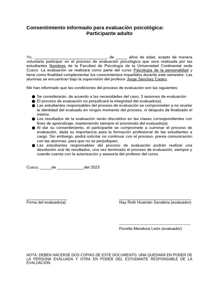 Tipos de Consentimientos Informados | PDF