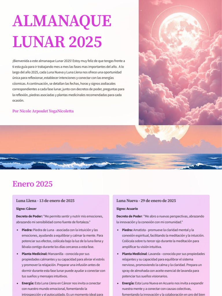 Almanaque Lunar 2025: Fases y Rituales | PDF | Amor | Meditación