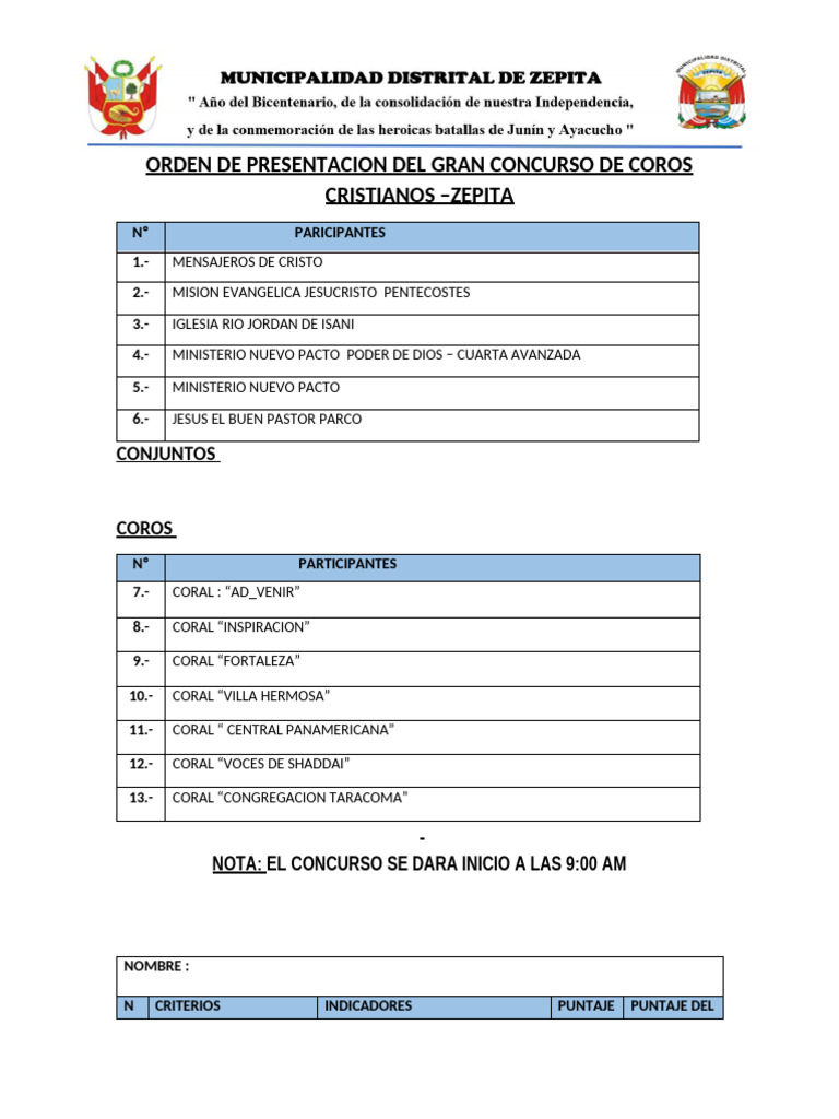 Presentacion Coros | PDF