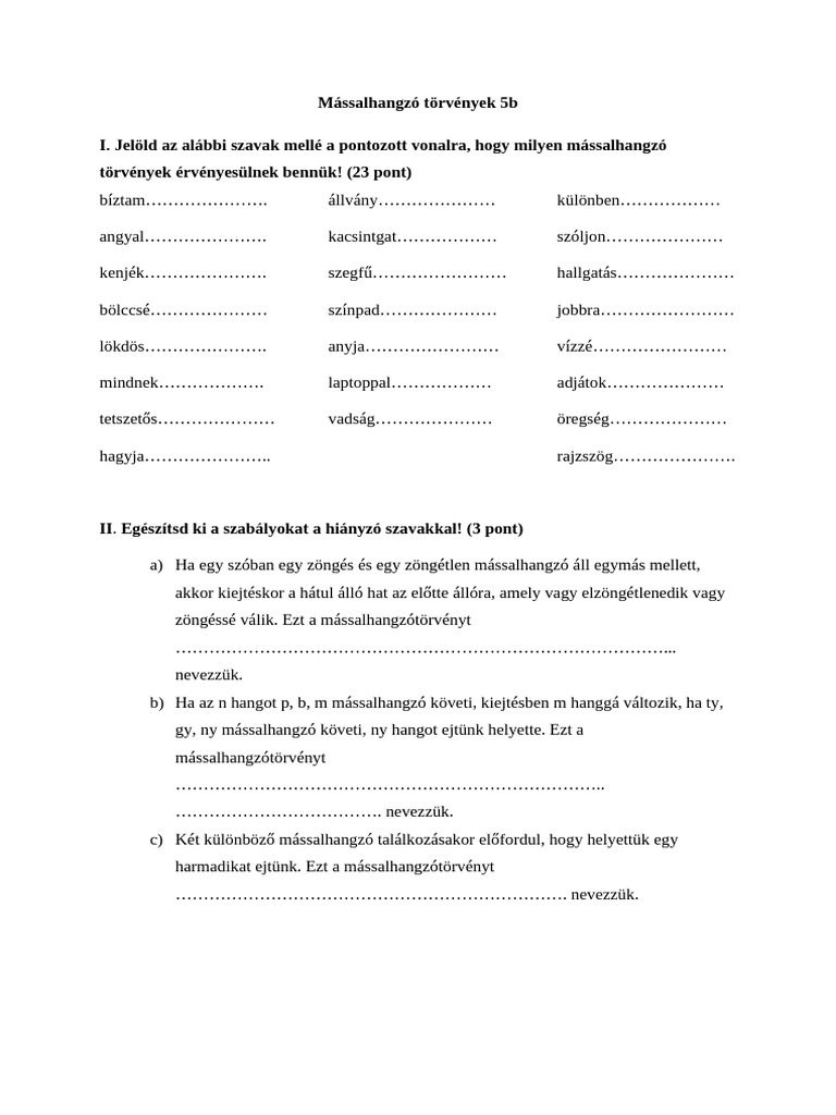 5b MSH Törvények Dolgozat | PDF