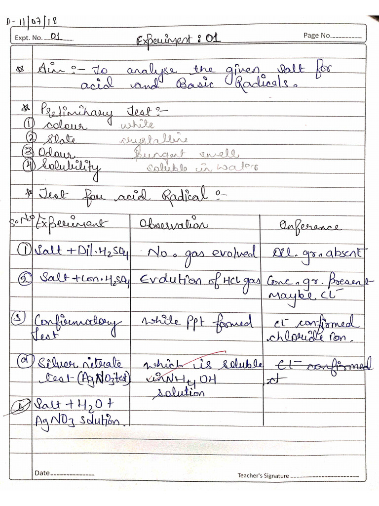 Chemistry Practicals | PDF