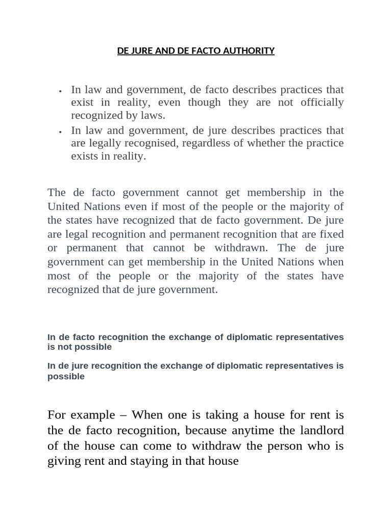 De Jure vs. De Facto Authority Explained | PDF