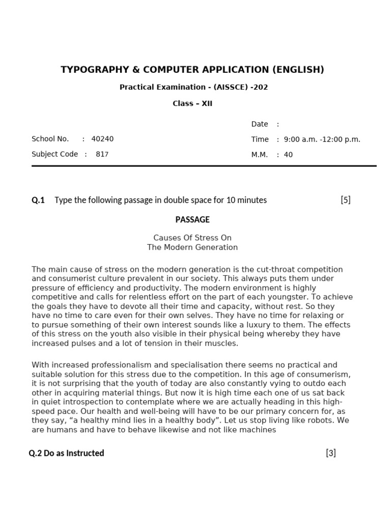 Typography Practical Practise Paper | PDF