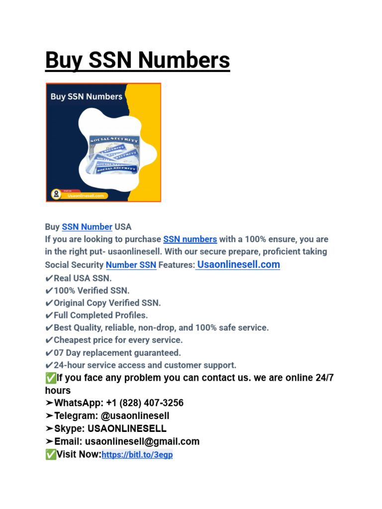 Buy SSN Numbers | PDF | Social Security Number | Business