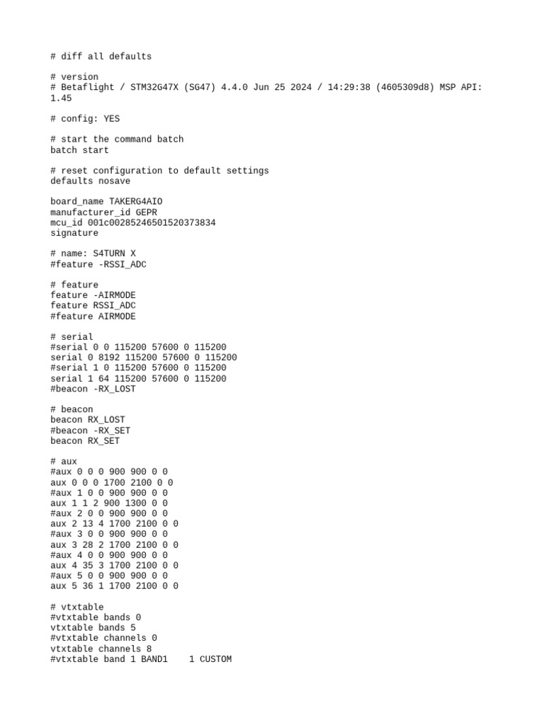 BTFL Cli Backup S4TURN X 20240927 000303 TAKERG4AIO | PDF | Software | System Software