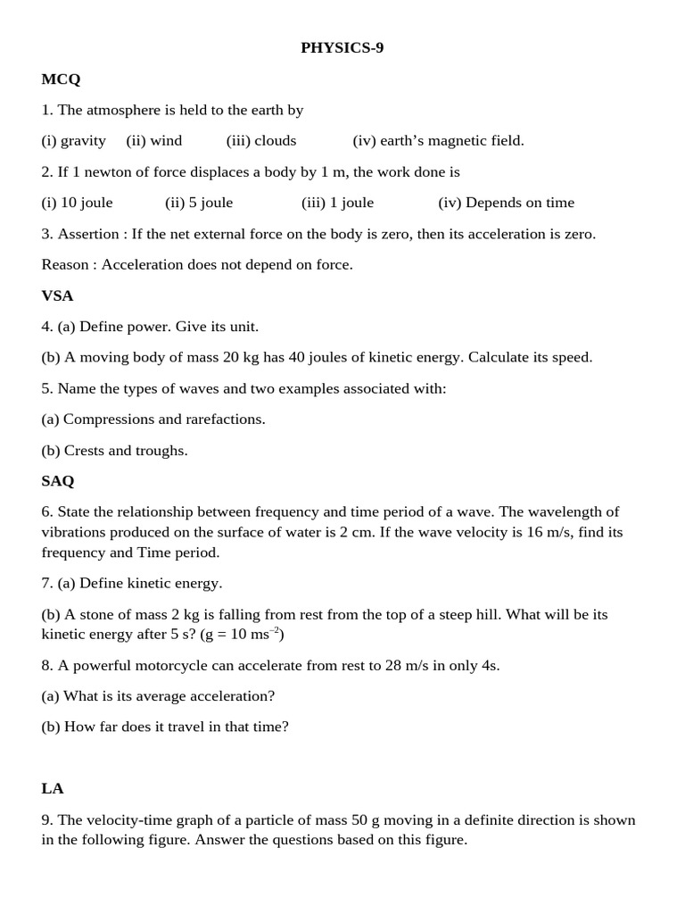 Class 9 Physics Annual Exam | PDF | Force | Waves