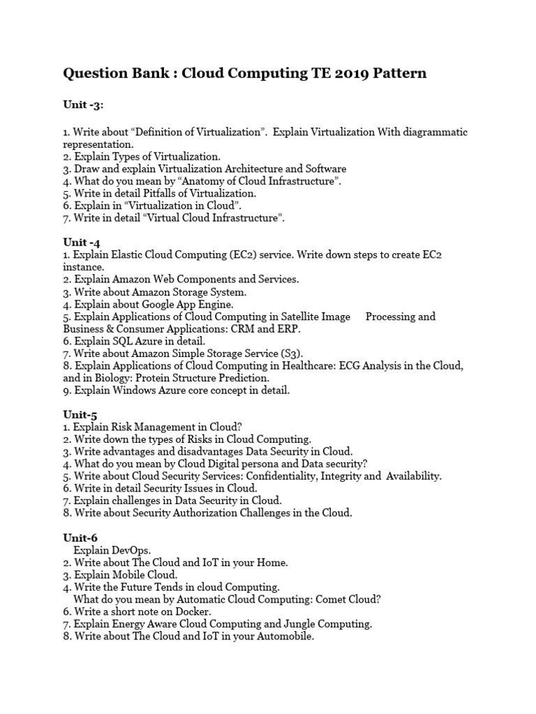 Cloud - Computing - Question Bank Prelims Exam | PDF