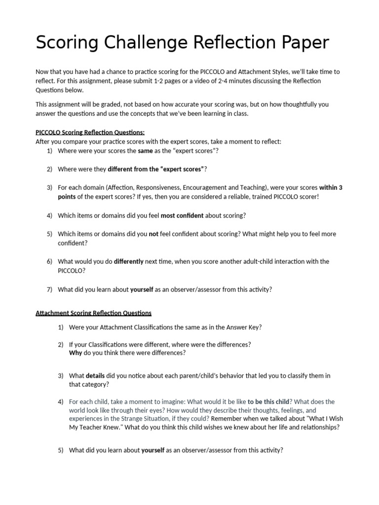 Scoring Challenge Reflection Paper-1 | PDF
