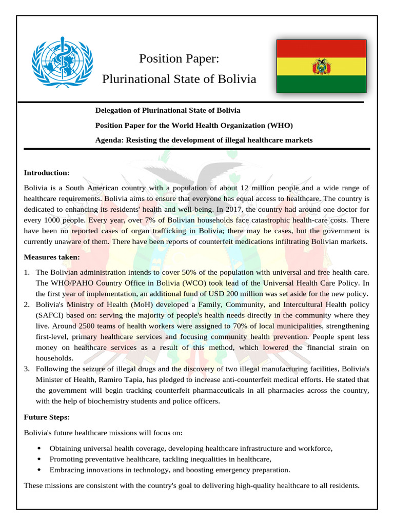 Position Paper | PDF | Health Care | Bolivia