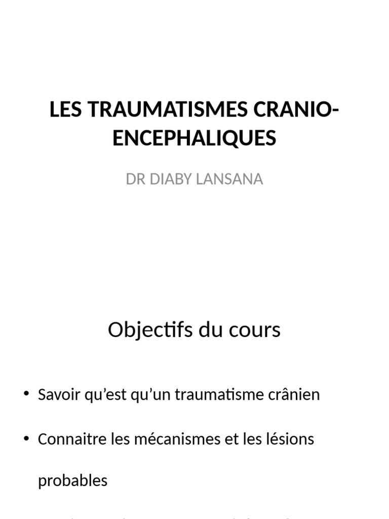 Traumatismes Crâniens : Définition et Prise en Charge | PDF | Traumatisme crânien | Système nerveux