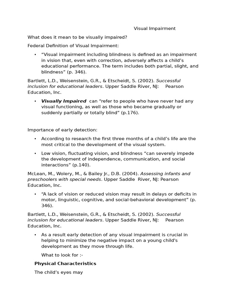 Visual Impairment in children | PDF | Visual Impairment | Classroom