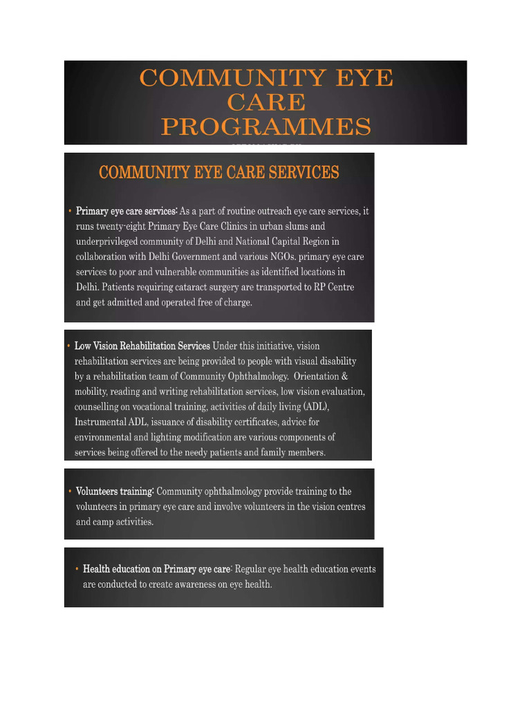 Community Eye Care Programmes | PDF