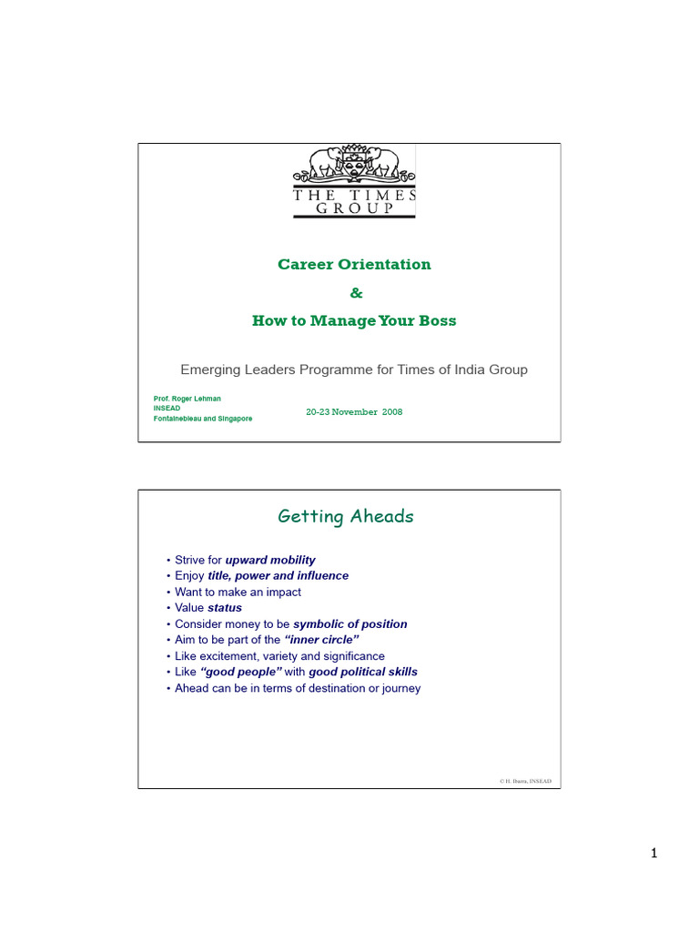 Career Success Map Orientation & How To Manage Boss - Handout | PDF | Social Psychology ...