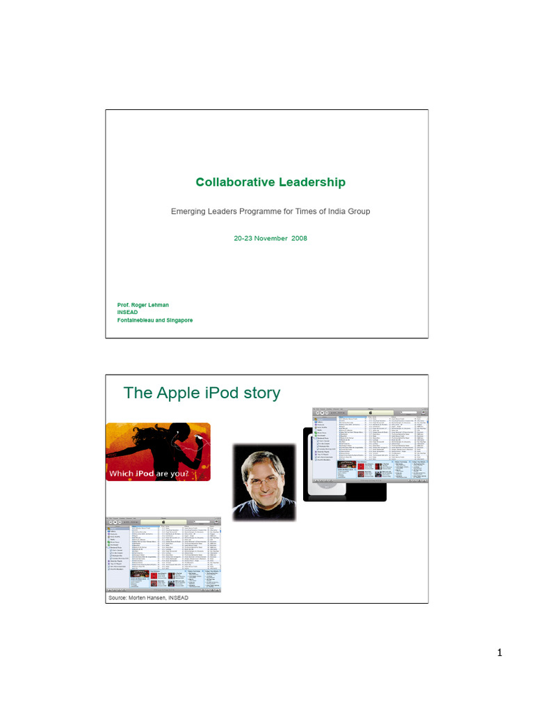 Collaborative Leadership - Handout | PDF | I Pod | Sony