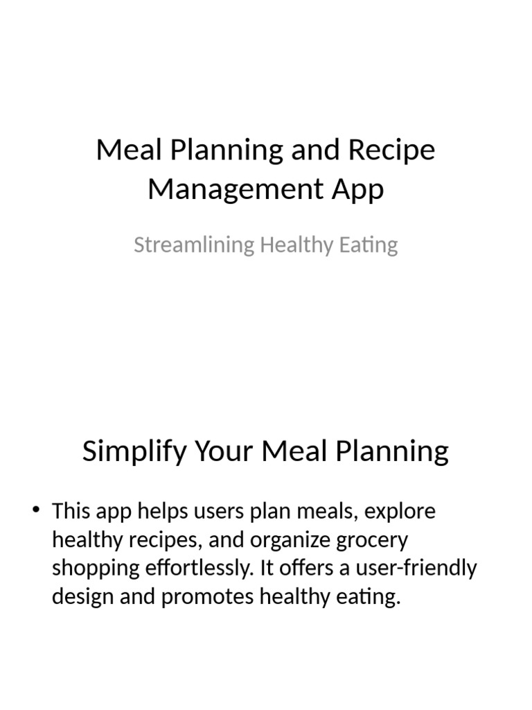 Meal Planning Made Easy App | PDF