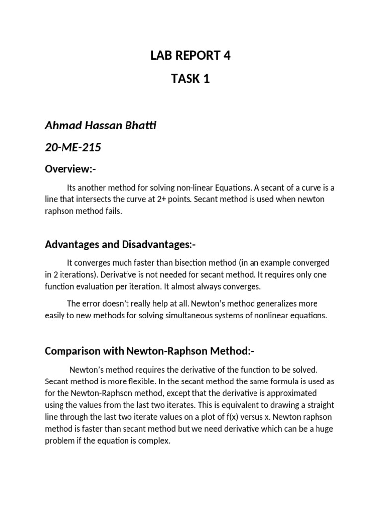 Secant Method vs Newton-Raphson | PDF