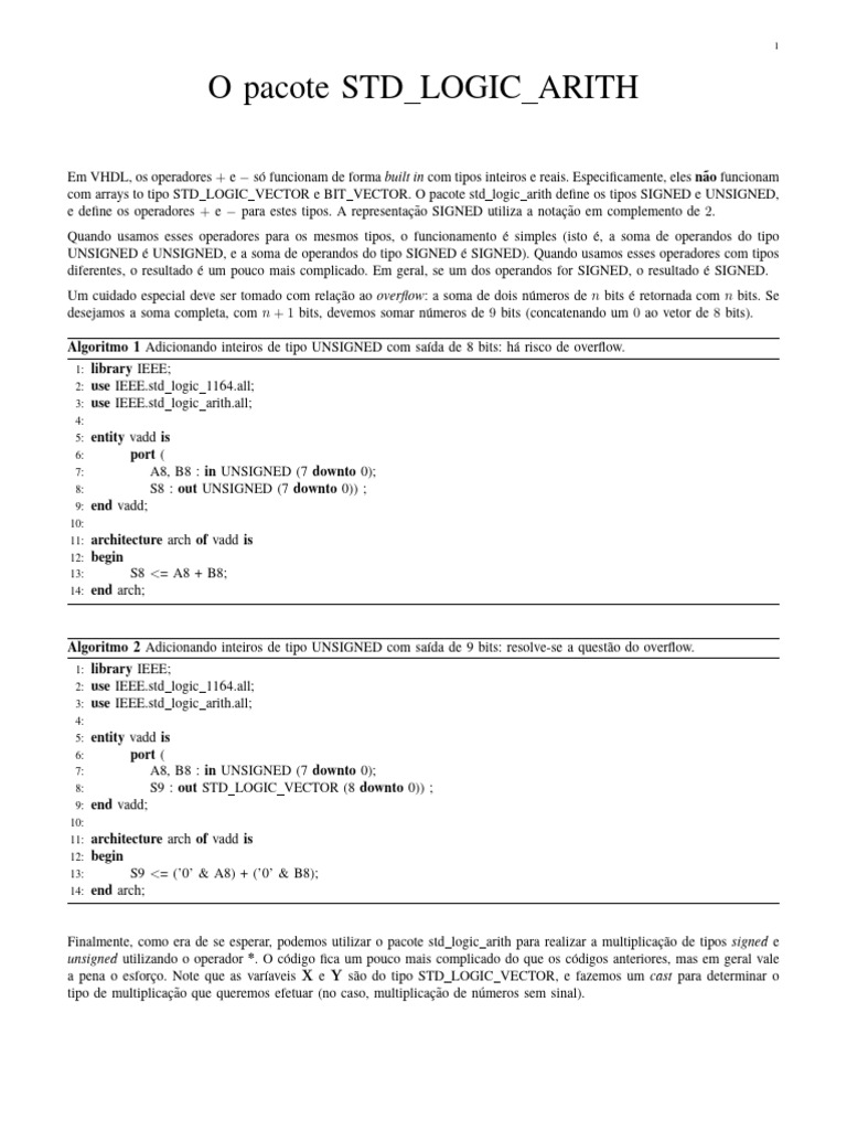 SD Roteiro5-Teoria-Stdlogicarith | PDF | VHDL | Informática