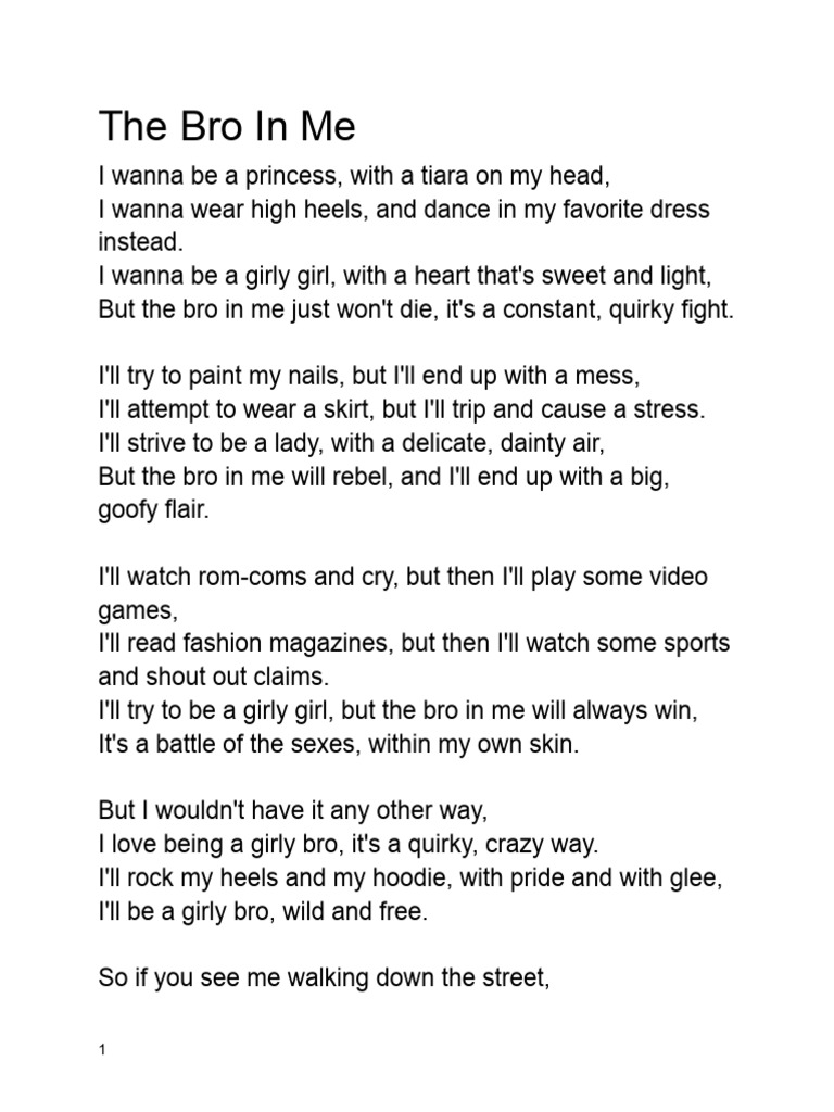 Embracing My Inner Girly Bro | PDF