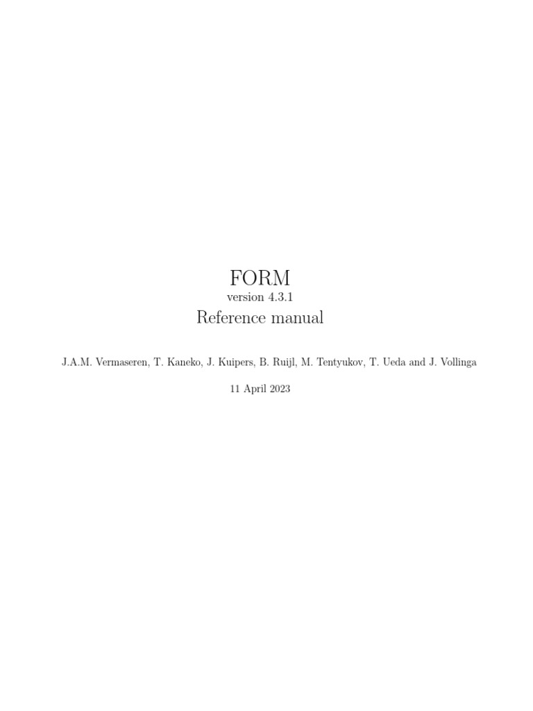 FORM 4.3.1 Reference Manual | PDF | Mathematics | Theoretical Physics