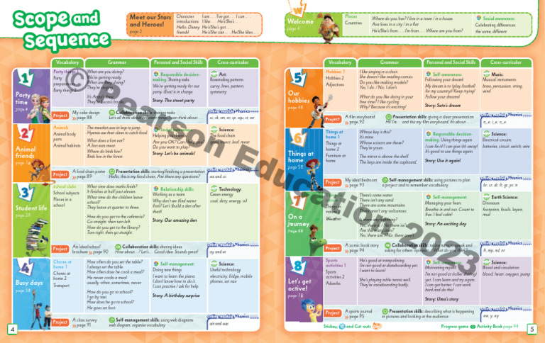 My Disney Stars and Heroes BrE L4 - Scope and Sequence | PDF